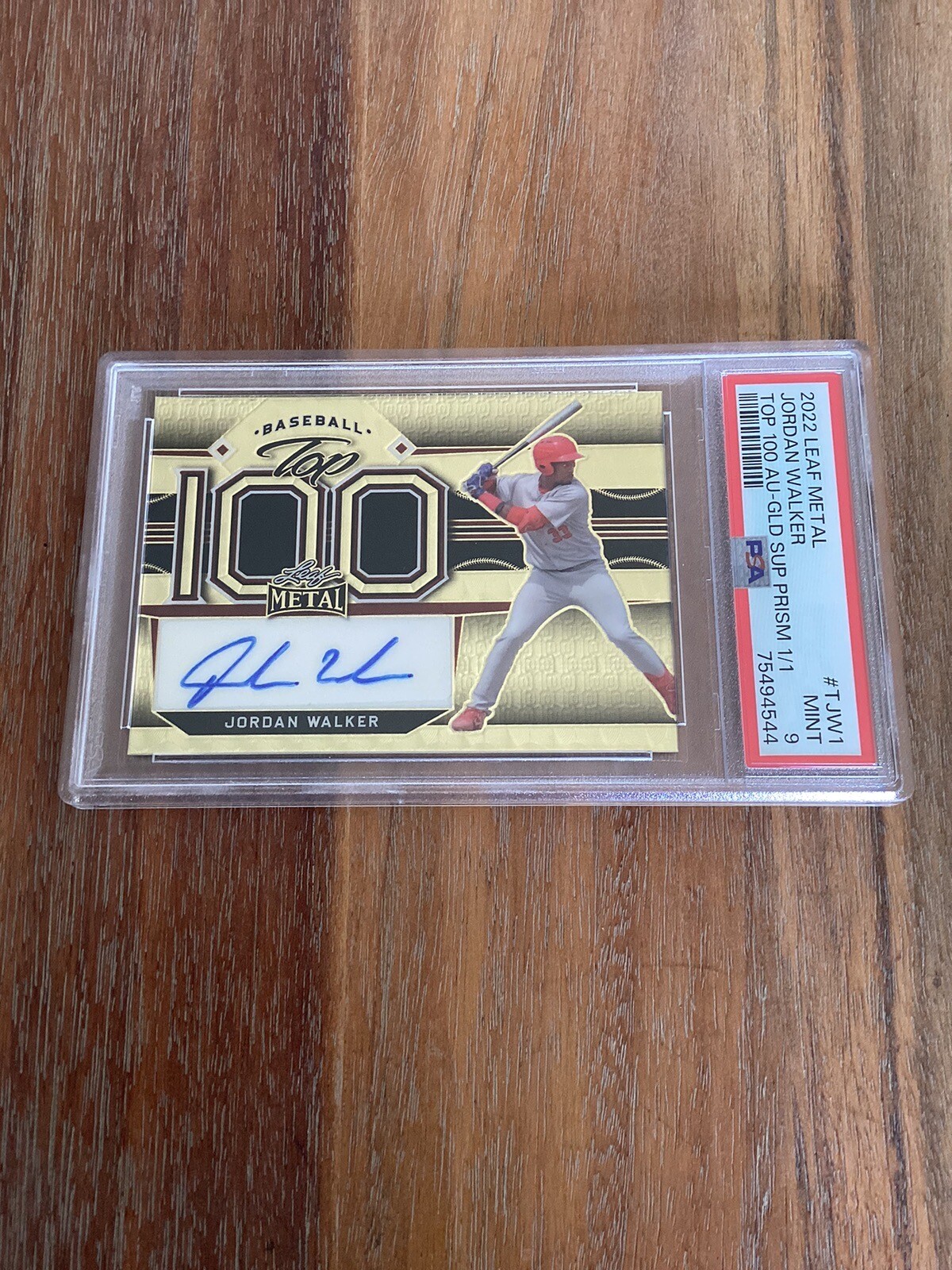 2022 Leaf Metal - Top 100 Gold Super Prismatic #T-JW1 Jordan Walker /1 ...