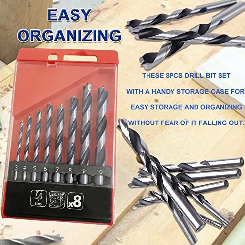 Brad Point Drill Bits - 8 Pcs 3-10mm Spur Point Spiral Twist Wood ...
