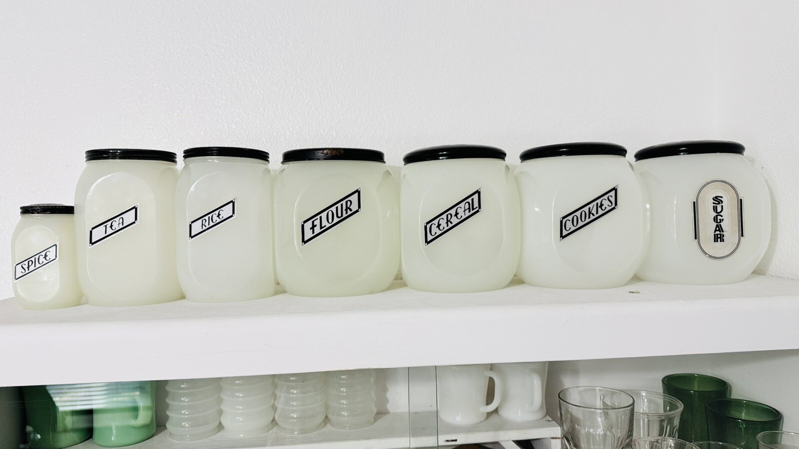 Clambroth Canisters Hoosier Hocking Glass Selling Together | eBay