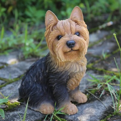 Realistic Yorkshire Terrier Puppy Dog Garden Statue Yorkie Sculpture ...
