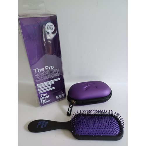 Conair The Knot Dr. Pro Wet & Dry Detangler Brush w Case Purple Black ...