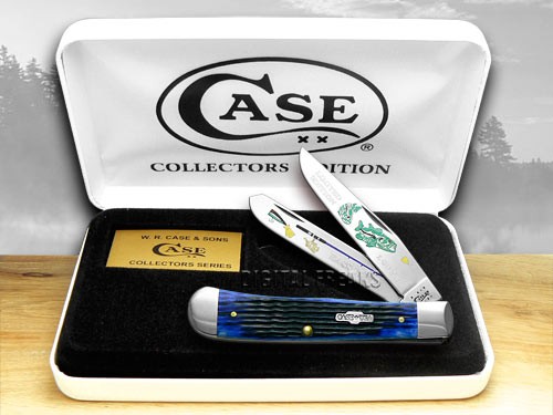 Case xx Trapper Knife Bass Fever Jigged Blue Bone 1/500 ###3 Stainless ...