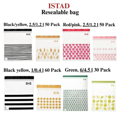 IKEA ISTAD Zip Lock Freezer Bags Resealable Reusable Leakproof Food ...