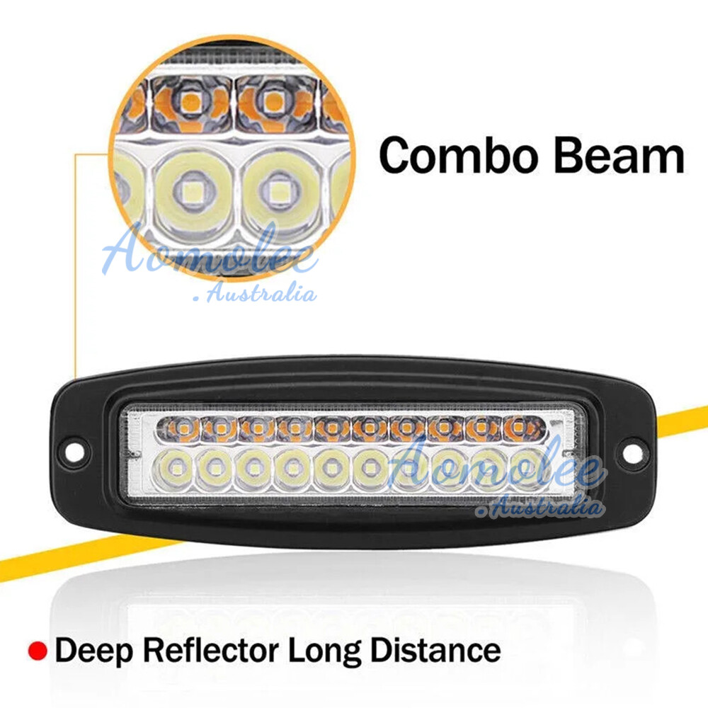 Pair Flush Mount 7"inch LED Work Light Bar FLOOD Reverse Fog Lights ...
