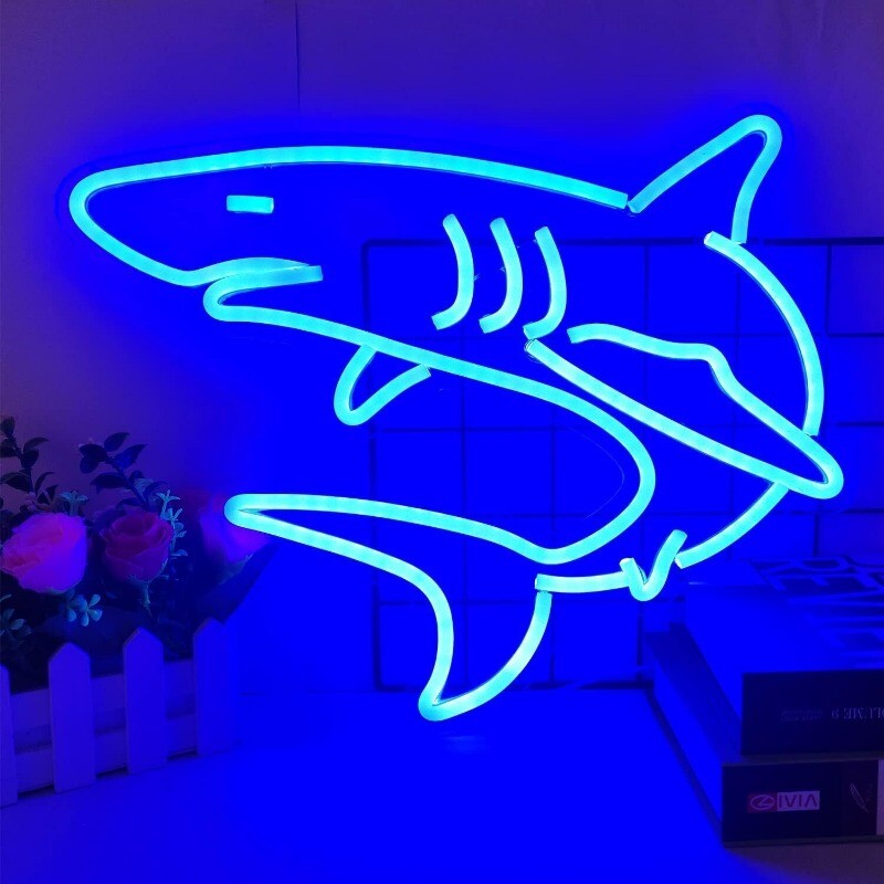 Dimmable Shark Neon Signs for Wall Decor,Large Reusable Shark Neon ...