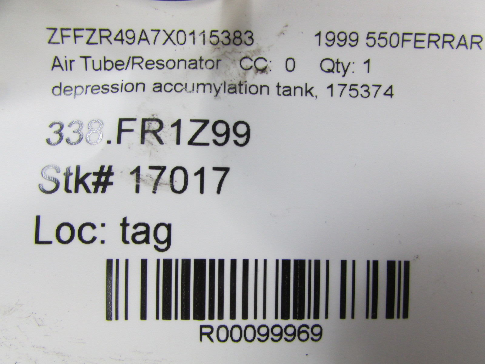 Ferrari 550, Depression Accumulation Tank, Used, P/N 175374 | eBay
