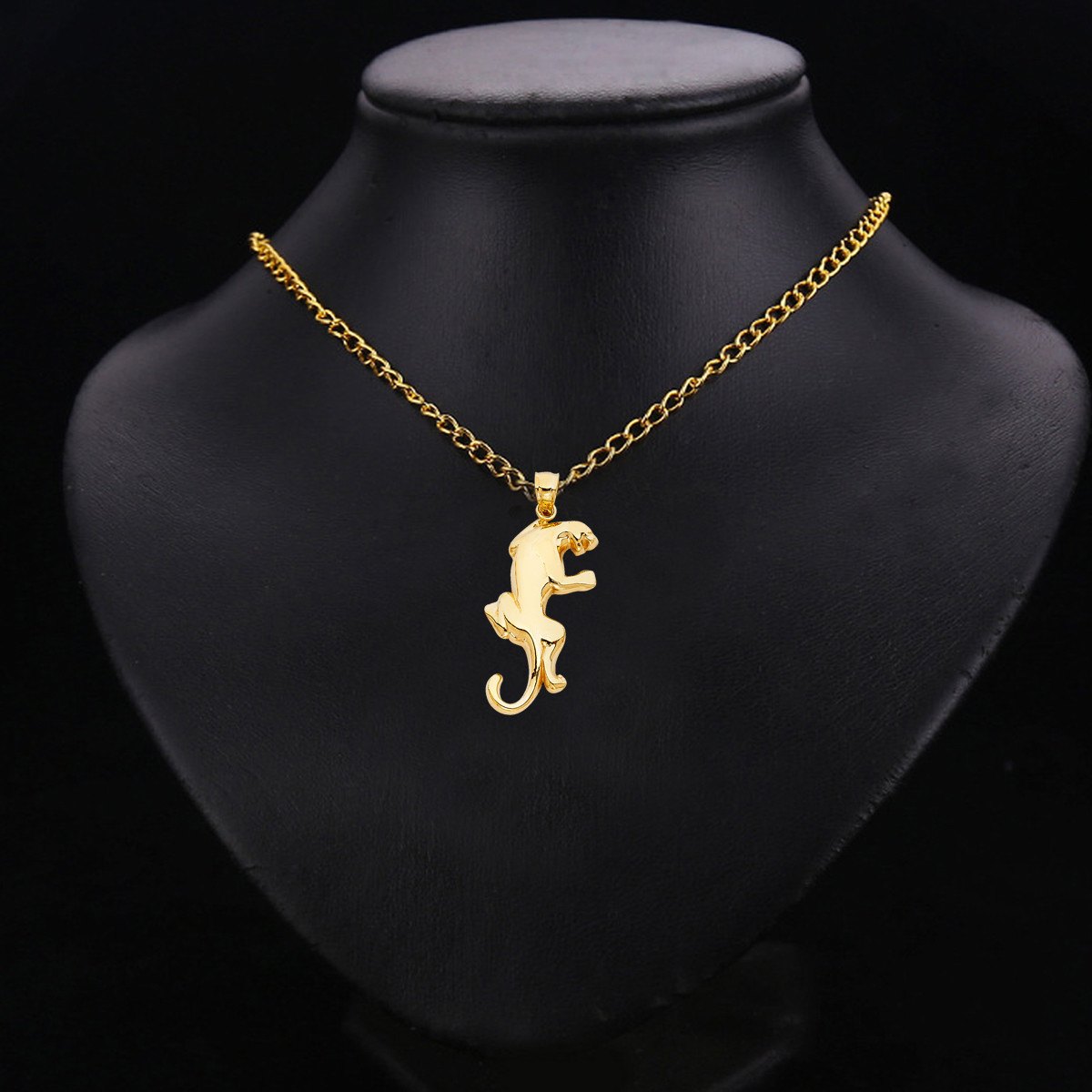 14K Real Solid Yellow Gold Puma Pendant For Men Women Gold Puma Pendant ...