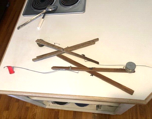 ICE FISHING TIP UP WOOD W/METAL REELS-VINTAGE-JAPAN & USA MADE REELS-AS ...