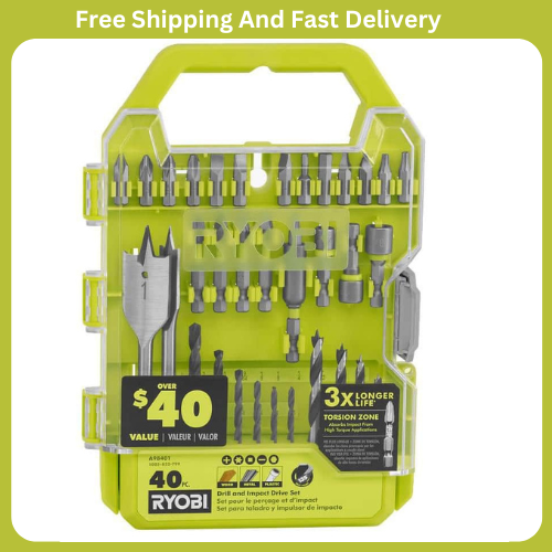 RYOBI Drill and Impact Drive Kit Drill Driver Bits Driving Bit Set 40 ...