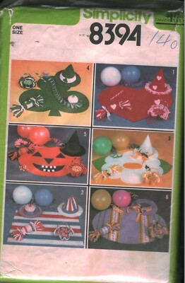 8394 Vintage Simplicity Sewing Pattern Party Place Mats Hat Favors 1978 ...