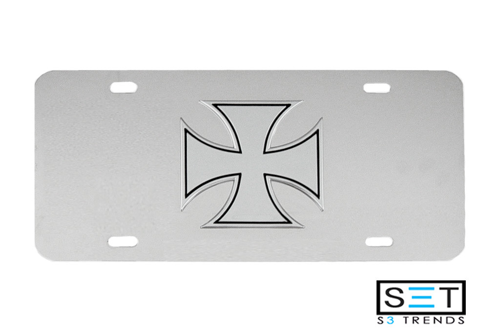 Stainless Steel 3D Biker Chopper Iron Cross License Plate for Car Truck ...