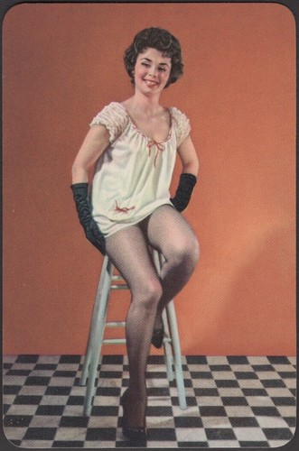 Playing Cards 1 Single Card Old 1950s Vintage * PIN UP RISQUE GIRL ...