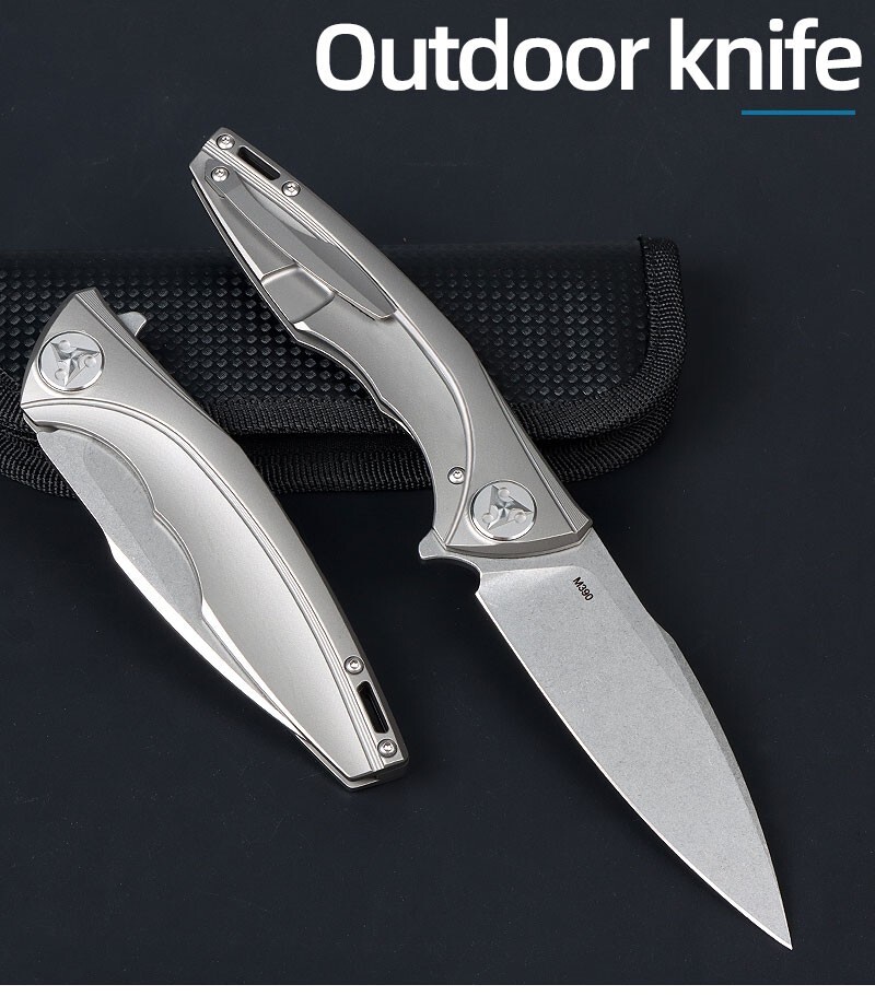 Folding pocket knife M390 blade all titanium alloy integral handle | eBay