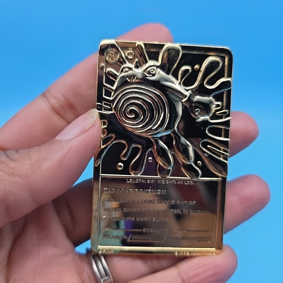 Pokemon Poliwhirl 24K Gold Plated Trading Card 1999 Burger King Limited ...