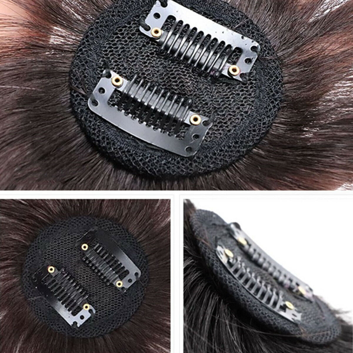 Women Genuine Human Hair Topper Clip Wigs Hairpiece Toupee Top Pieces ...