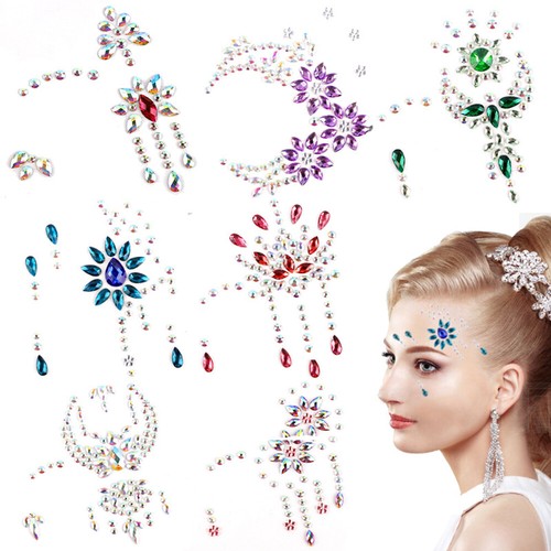 Autocollant De Visage Couleur Corps Art Du Visage Strass Acryliques ...