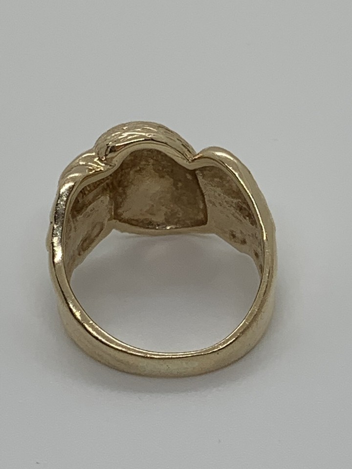 10k Yellow Gold Raven / Eagle Ring With Purple Amethyst Stone Eye Size ...