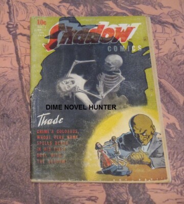 THE SHADOW COMIC FEBRUARY 1944 RARE SKELETON HORROR TERROR PULP COVER ...