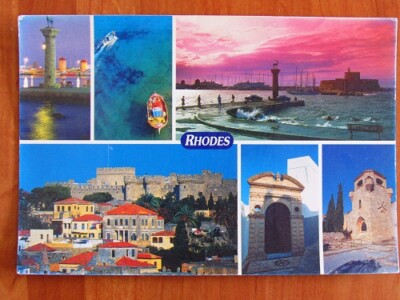 Greek Old Photo Postcard Rhodes Island 5 Images Multiview Places Rodos ...