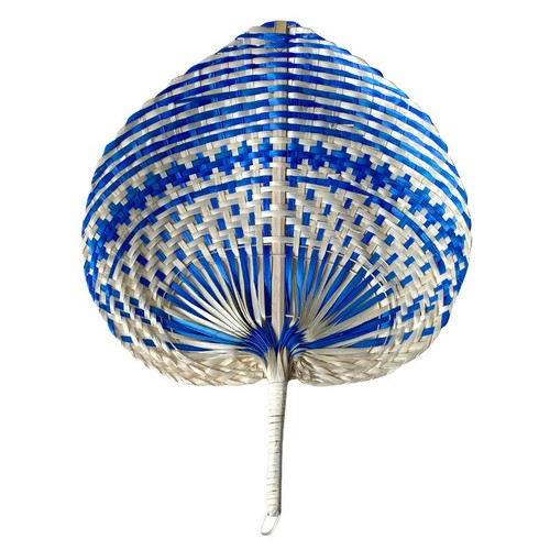 Colorful Handmade Fan Chinese Style Heart Shaped Straw Bamboo Woven Fan ...