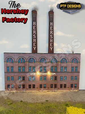 HO Scale Scratch Built "Hershey Factory" Building FLAT W/LED Front ...