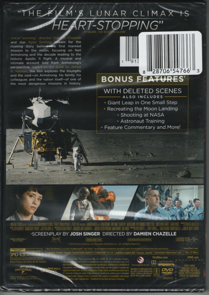 First Man (DVD 2019) Ryan Gosling-Claire Foy-Jason Clarke-Kyle Chandler ...