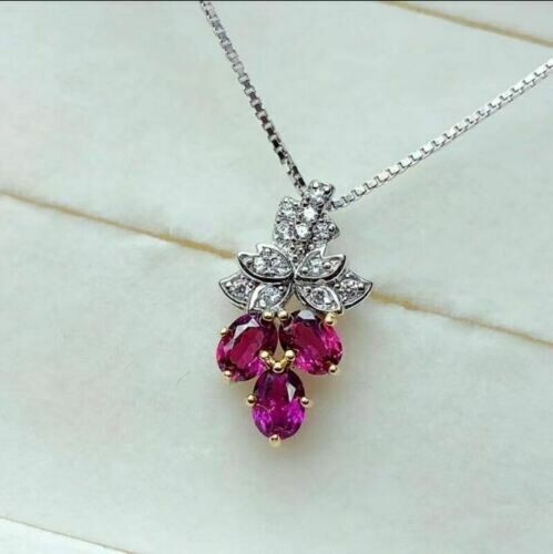 1.50CT Oval Cut Simulated Ruby Grapes Shape Pendant 14k Yellow Gold ...