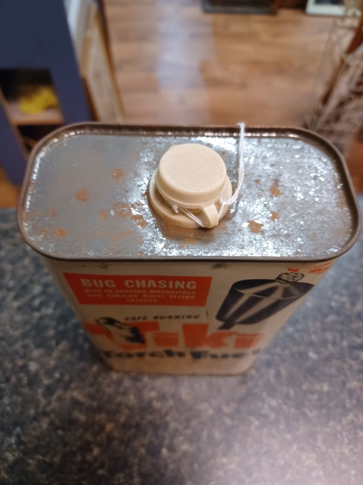 VTG Tiki Torch Fuel Tin Can One Quart Bug Chasing Safe Burning | eBay