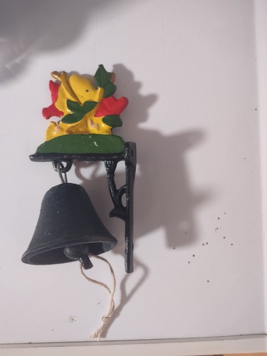 Vintage Wall Mounted Cast Iron Bell With Red Birds | eBay