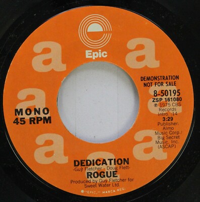 Rock Promo Nm! 45 Rogue - Dedication (Mono) / Dedication (Stereo) On ...