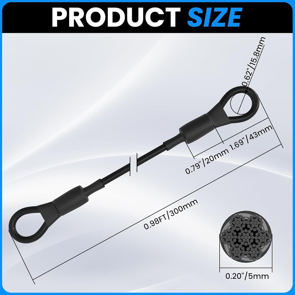 4-Pack Heavy Duty Loop End Cable Braided Stainless Steel PVC Coated ...