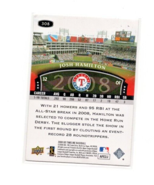 2008 Upper Deck Timeline #308 Josh Hamilton Texas Rangers 2004 UD ...