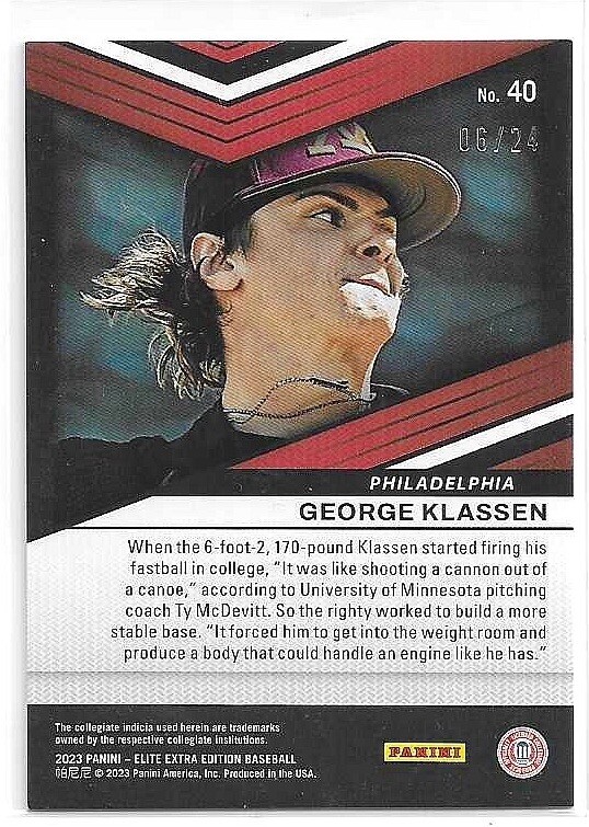 George Klassen 2023 Panini Elite Extra Gold Prime Numbers (#06/24) Card ...