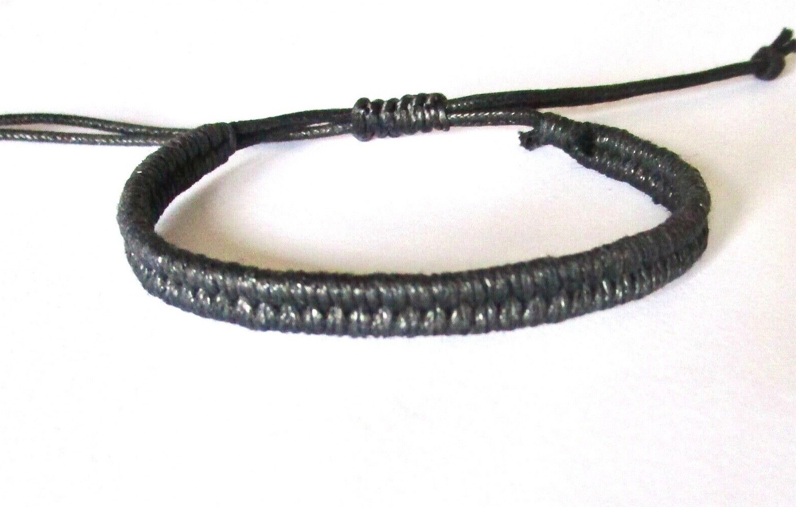 BRACELET BLACK CORD HEMP ROPE WRIST BAND ADJUSTABLE ANKLET SURFER BOHO ...