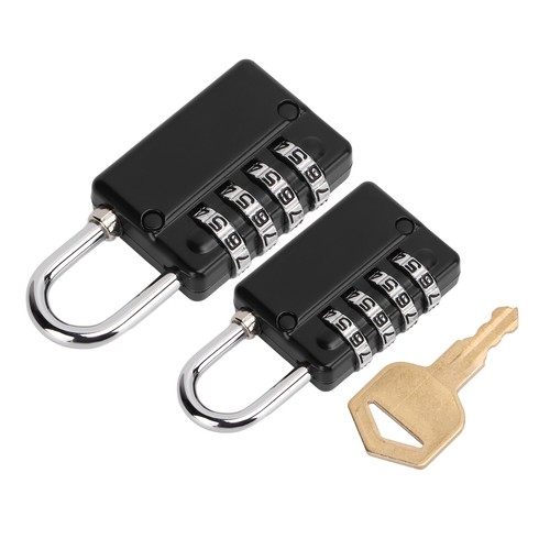 Black 4 Digit Combination Padlock Security Heavy Duty Luggage Locks For ...