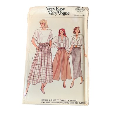 Vintage 1983 Vogue Sewing Pattern 9813 Misses Skirt Pants Size 20-22-24 ...