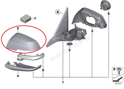 NEW BMW 3 F30 RIGHT WING MIRROR COVER CAP 7292746 51167292746 2016 OEM ...