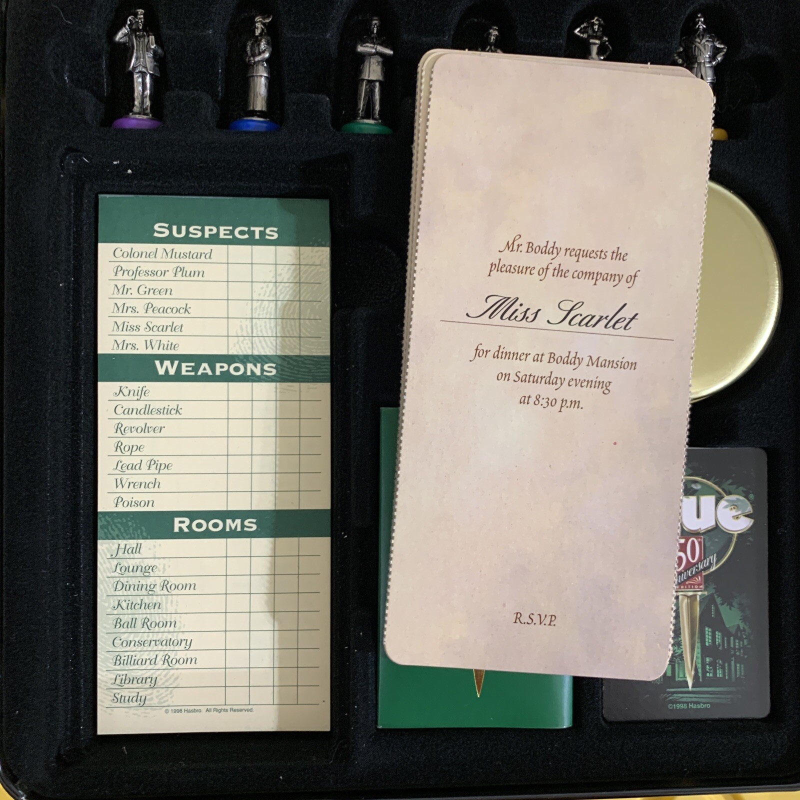 CLUE 50th Anniversary Edition Tin Box Game 1998 Parker Brothers Hasbro ...