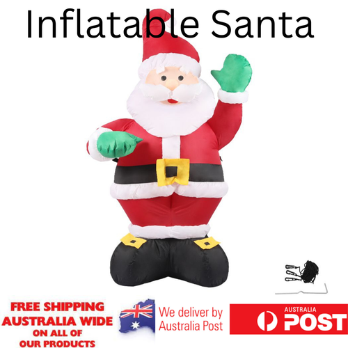 Santaco Inflatable Christmas Decor Waving Santa 1.35M LED Lights Xmas ...