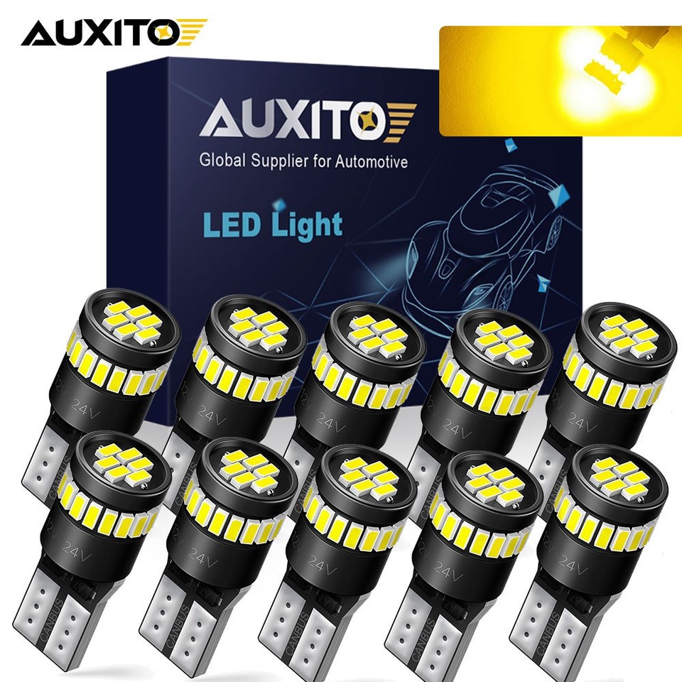 10PCS White 24-LED T10 7020 Bulb Wedge Car W5W Dash Roof Stop Parker ...