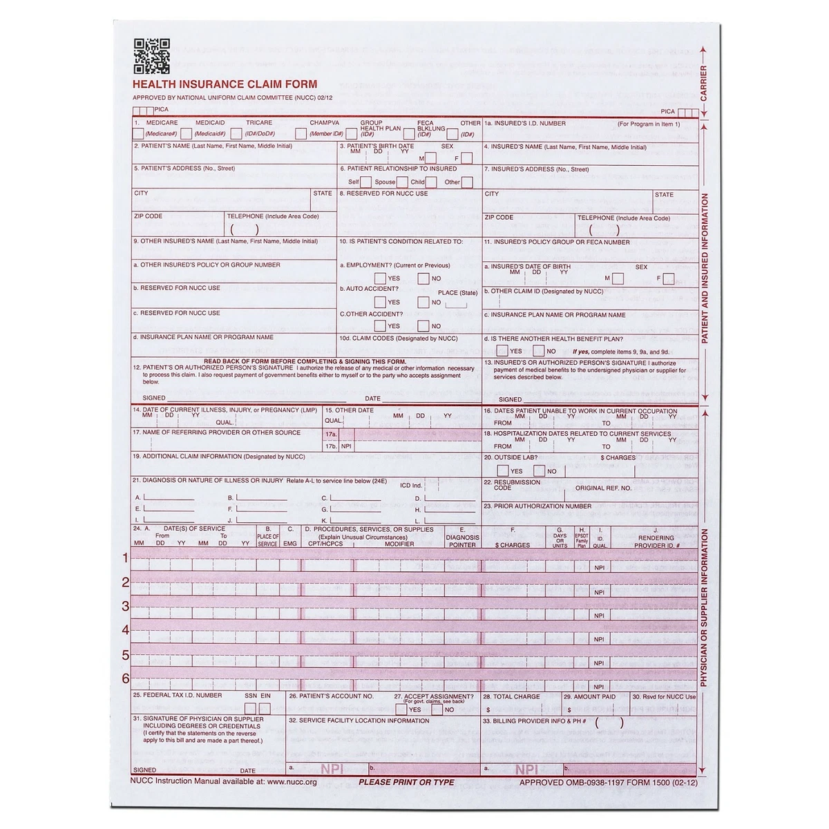 Insurance Claim Form 1500