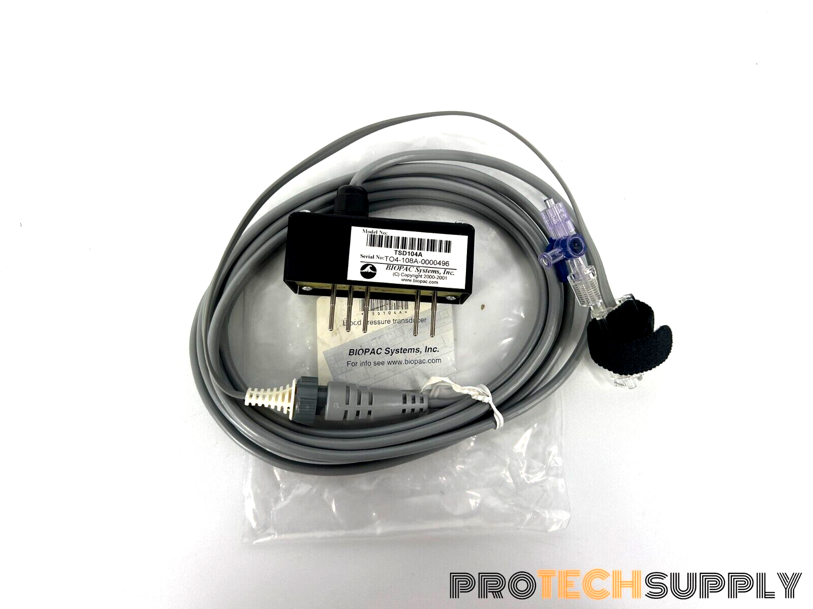 Biopac TSD104A Blood Pressure Transducer w/ Valve Pressure Sensor NEW w ...