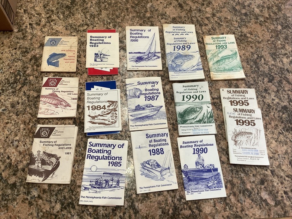 Lot Of 16 PA Fishing And Boating Regulations Digest 1976 Thru 1995 | eBay