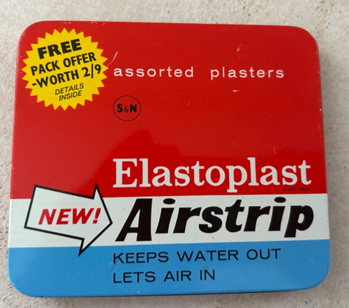 SMITH & NEPHEW - ELASTOPLAST AIRSTRIP PLASTERS - VINTAGE TIN - GC. (A ...