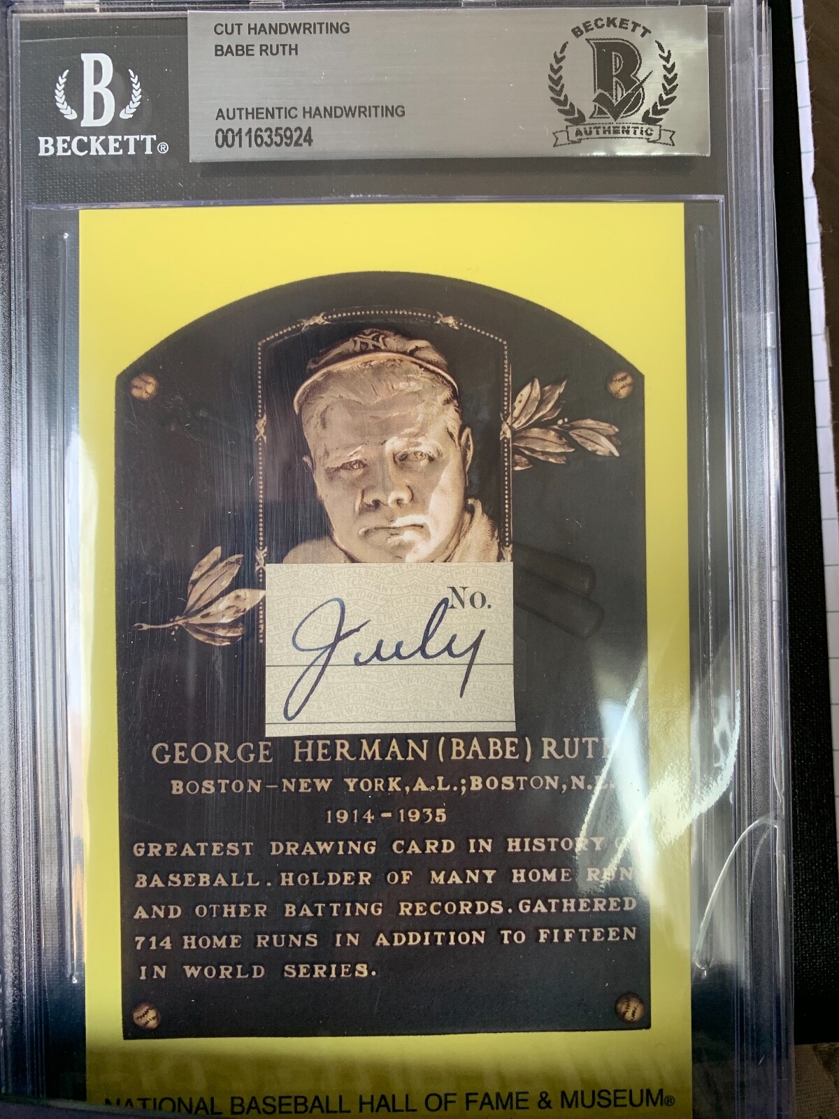 Babe Ruth Handwritten Relic from Babe Ruth's Personal Collection BGS ...