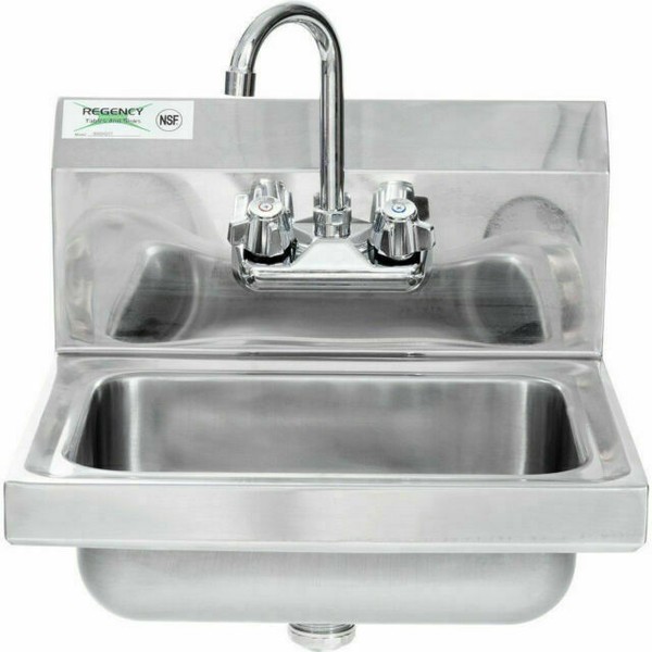 Regency 600HS17 17x15 inch Wall Mounted Hand Sink with Gooseneck Faucet ...