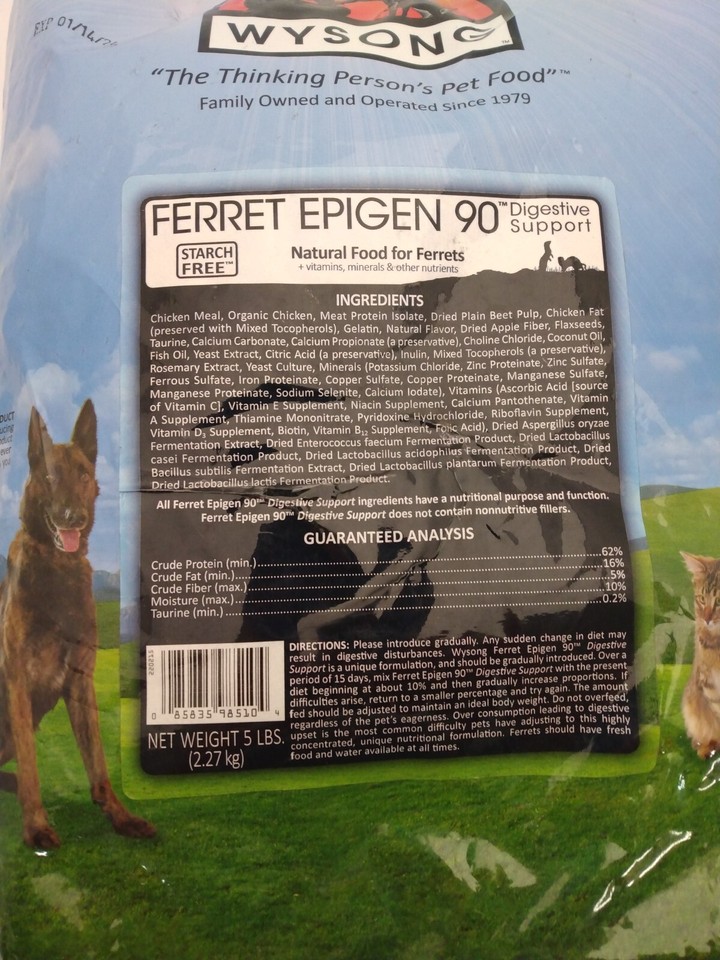 Wysong Ferret Epigen 90 Digestive Support - Dry Ferret Food - 5 Pound ...