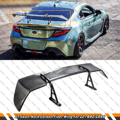 FOR 22-26 SUBARU BRZ & GR 86 STI SWAN NECK STYLE CARBON FIBER HIGH WING ...