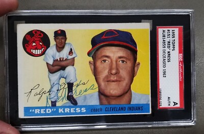 Red Kress 1955 Topps signed Autographed card- BROWNS, W SOX, SENATORS ...