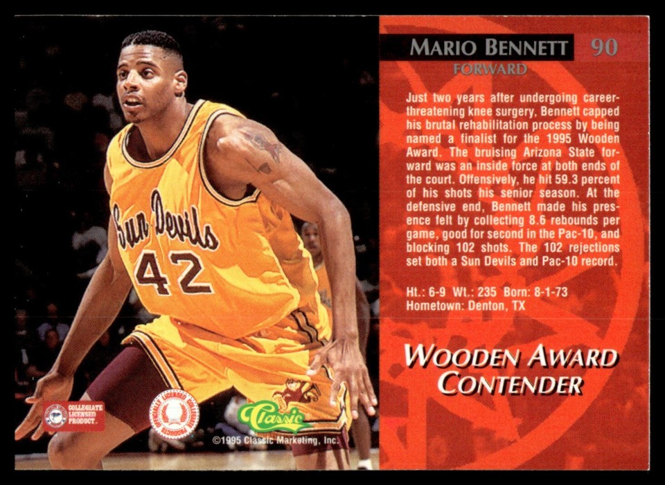 1995-96 Classic #90 Mario Bennett Arizona State Sun Devils | eBay